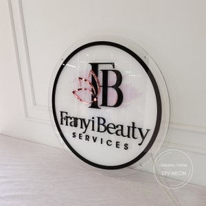 Custom RGB Acrylic Sign Led Round Acrylic Sign for Nail Salon Logo ...