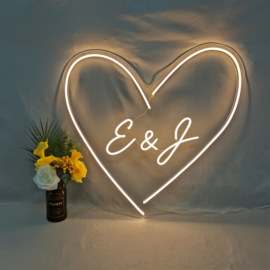 Custom Name Initials Heart Neon Sign Heart Neon Sign Proposal ...