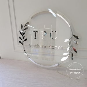 Custom Acrylic Sign Led Round Acrylic Sign for Business Beauty Logo ...