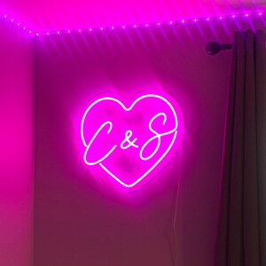 Custom Heart Neon Sign Table Stand Led Heart Neon Sign Name Initials ...