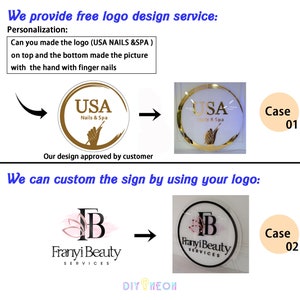 Custom Acrylic Sign Led Round Acrylic Sign for Business Beauty Logo ...