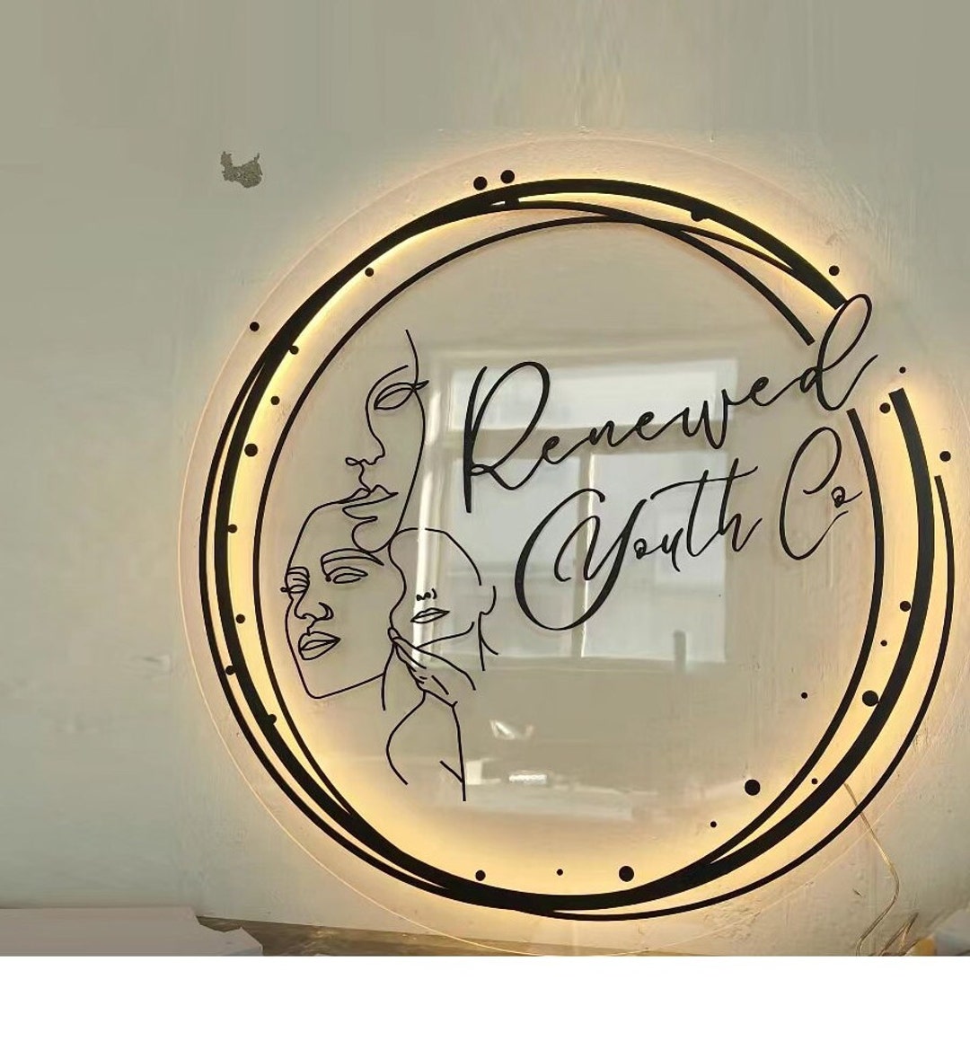 Custom Acrylic Sign Led Round Acrylic Sign for Nail Salon Logo Beauty ...