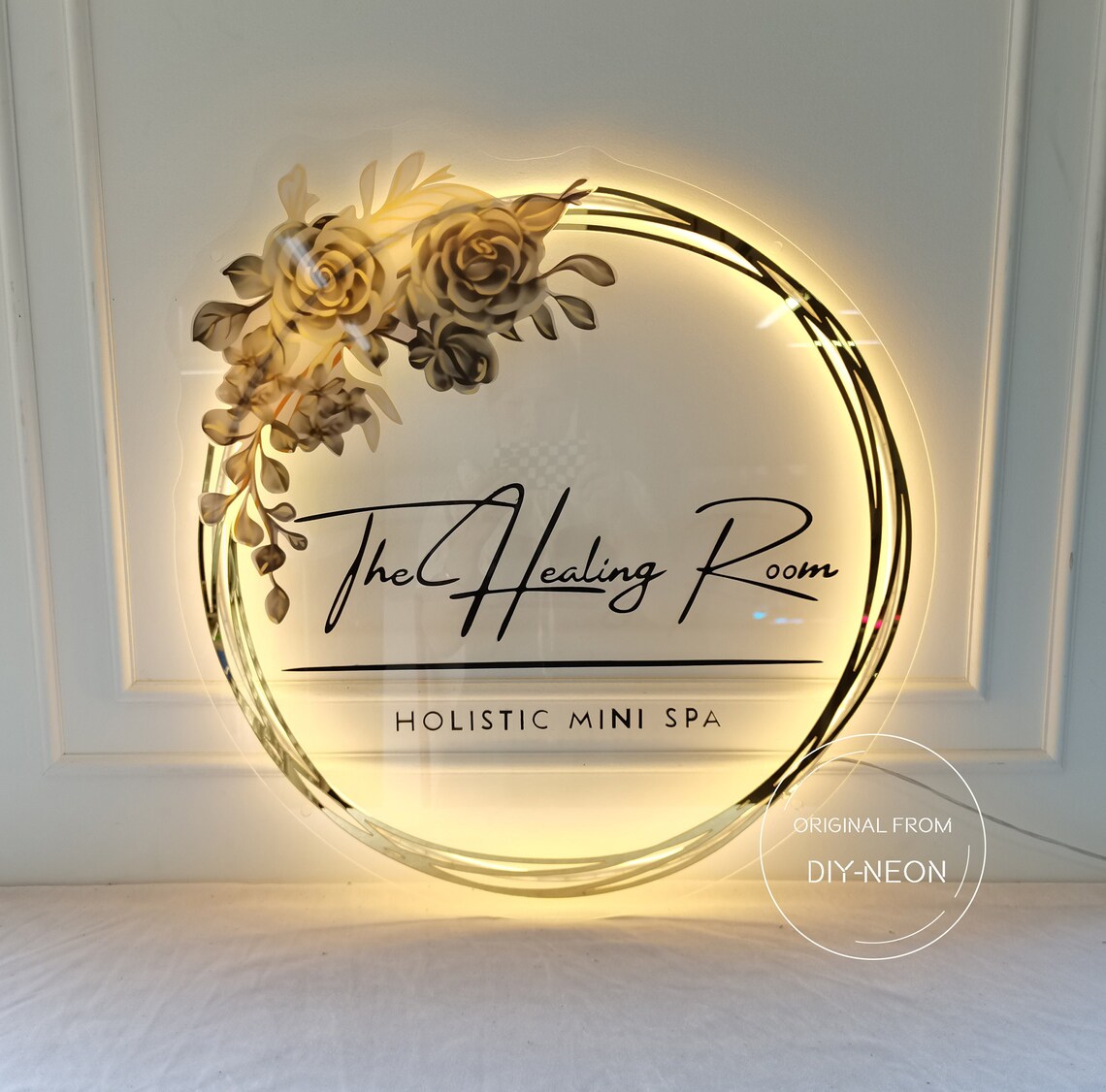Custom Acrylic Sign Led Round Acrylic Sign Frosted Grass Sign for Nail ...
