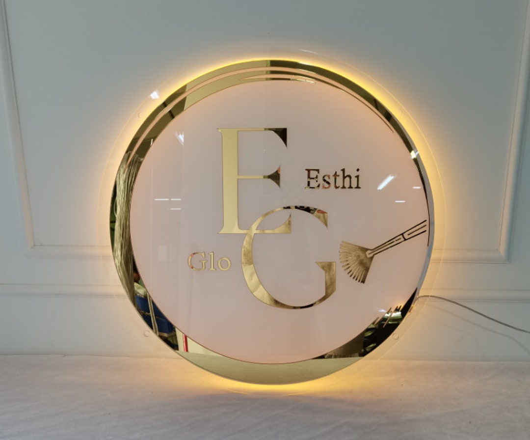 Custom RGB Acrylic Sign Led Round Acrylic Sign for Nail Salon Logo ...