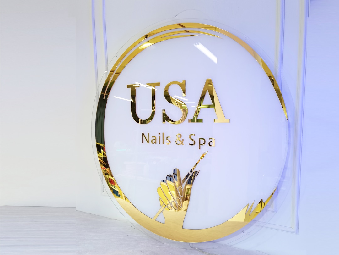 Custom RGB Acrylic Sign Led Round Acrylic Sign for Nail Salon Logo ...