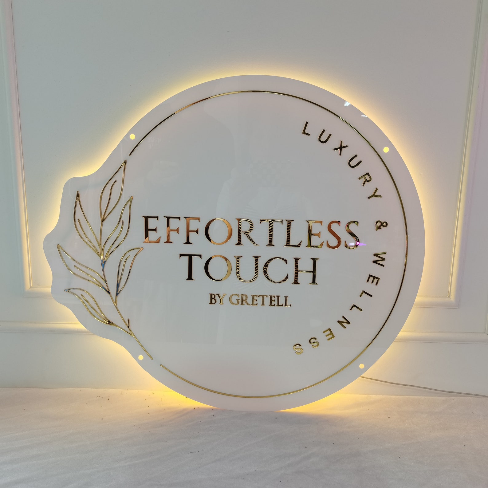 Custom RGB Acrylic Sign Led Round Acrylic Sign for Nail Salon Logo ...