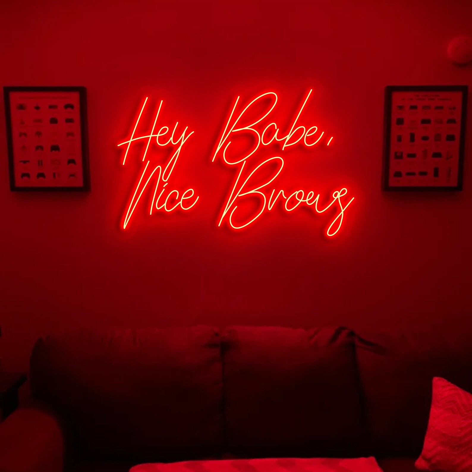 Hey Babe Nice Brows LED Neon Sign Home Decor Bedroom Decor - Etsy