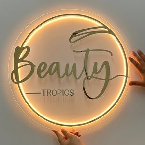 Custom Acrylic Sign Led Round Acrylic Sign for Nail Salon Logo Beauty ...