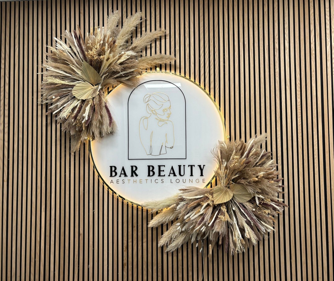 Custom RGB Acrylic Sign Led Round Acrylic Sign for Nail Salon Logo ...