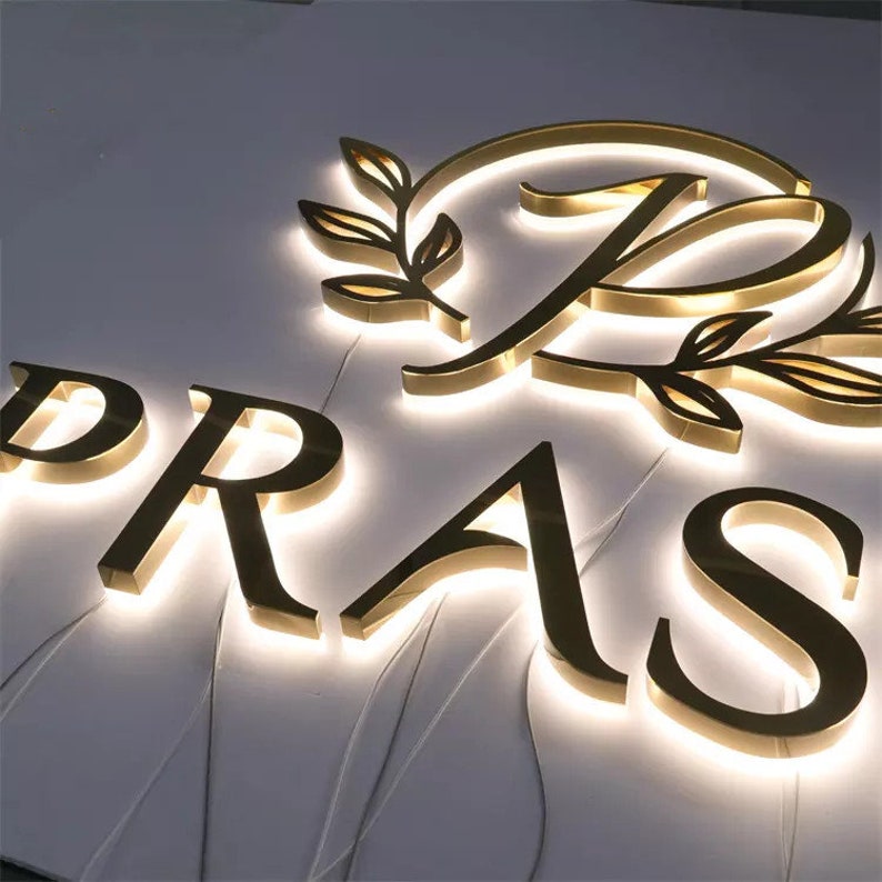 Custom Stainless Steel Logo Sign Illuminated Logo Sign - Etsy