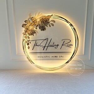 Custom RGB Acrylic Sign Led Round Acrylic Sign for Nail Salon Logo ...