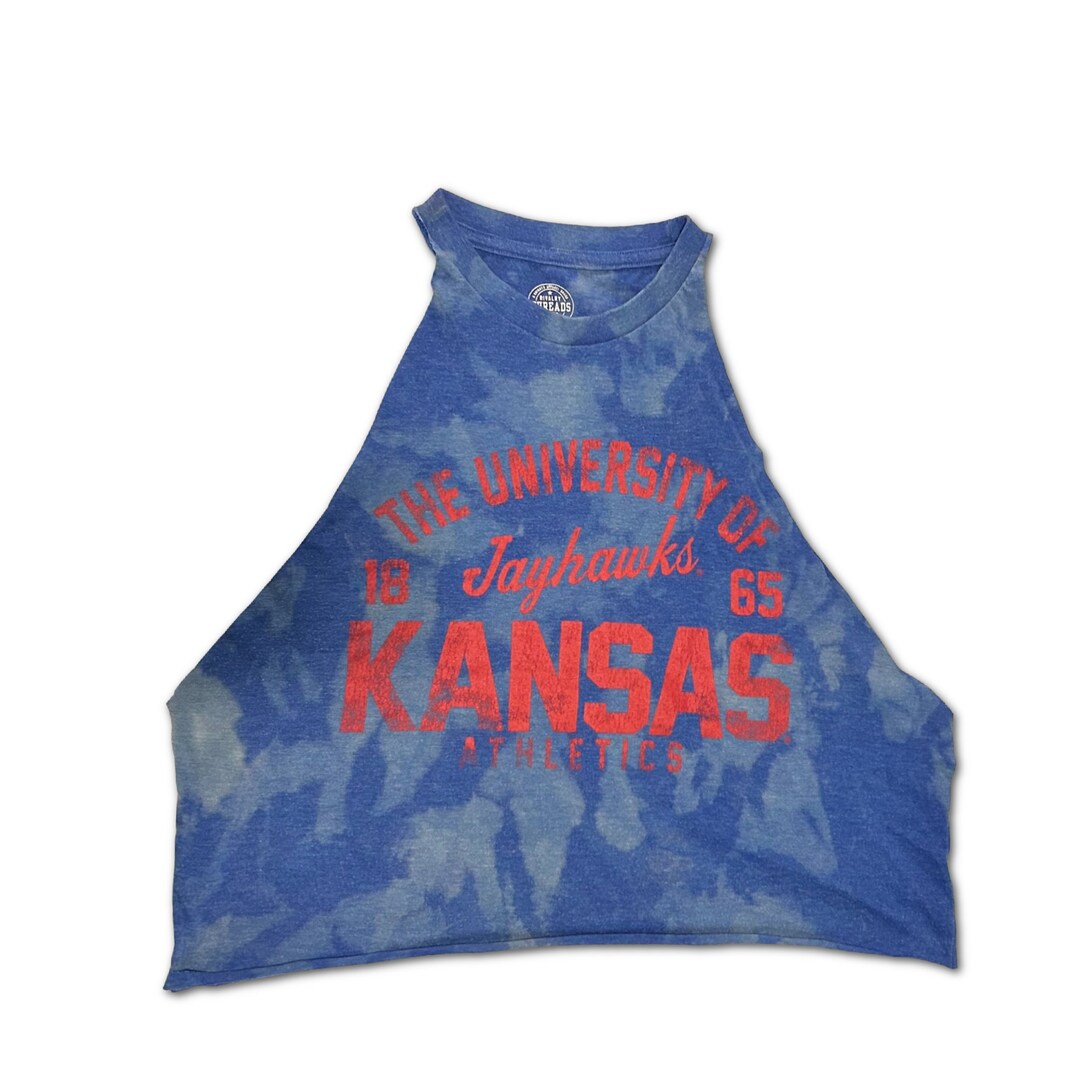 University of Kansas-up-cycled-bleach Dyed-muscle Tank - Etsy