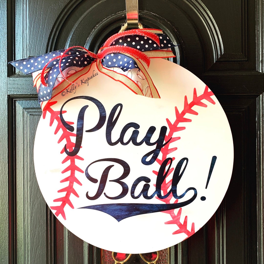Baseball Softball Front Door Wreath Play Ball Porch Decor - Etsy