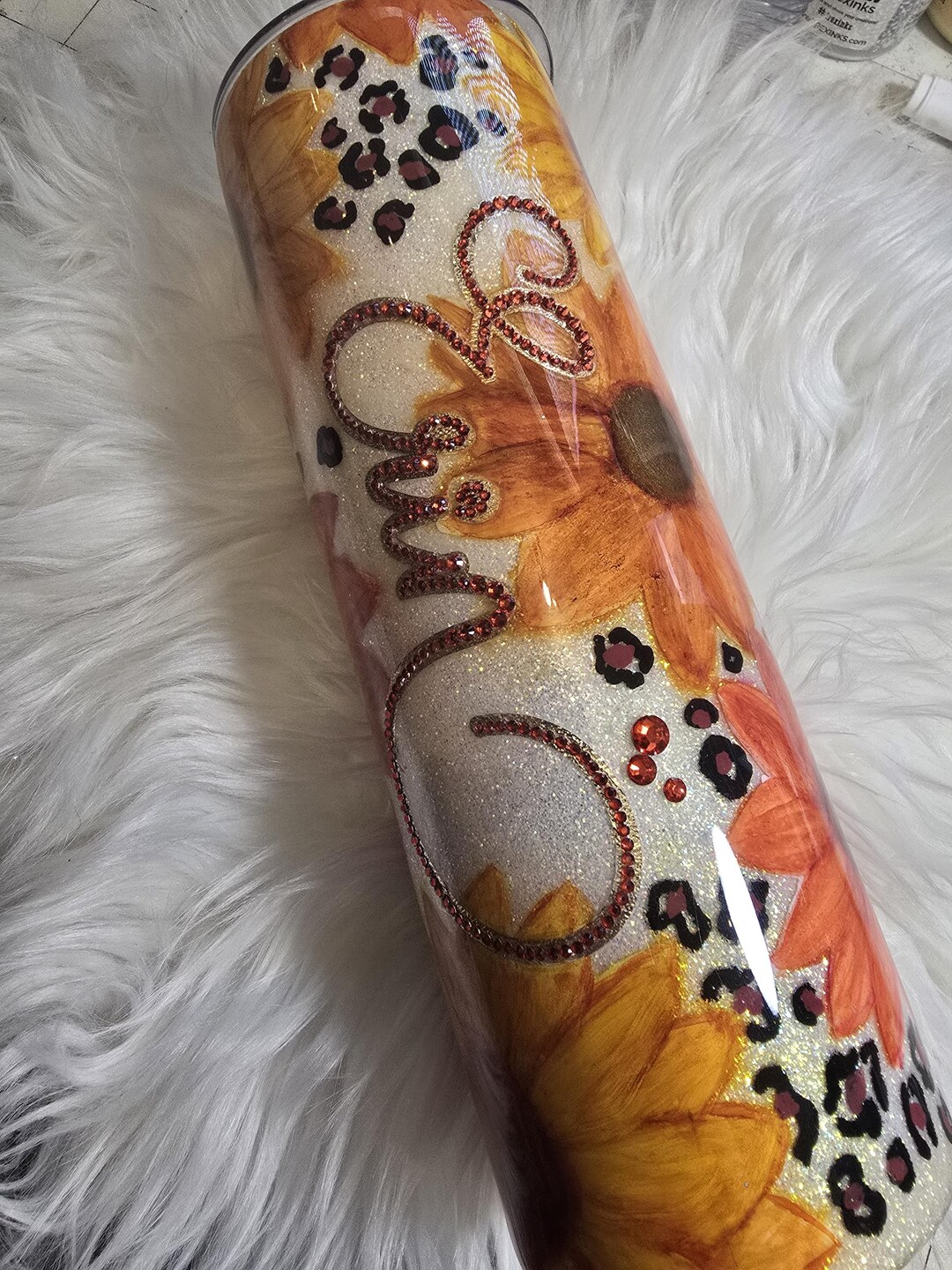 Custom SUNFLOWER & LEAPARD PRINT Glitter Tumbler Personalized - Etsy