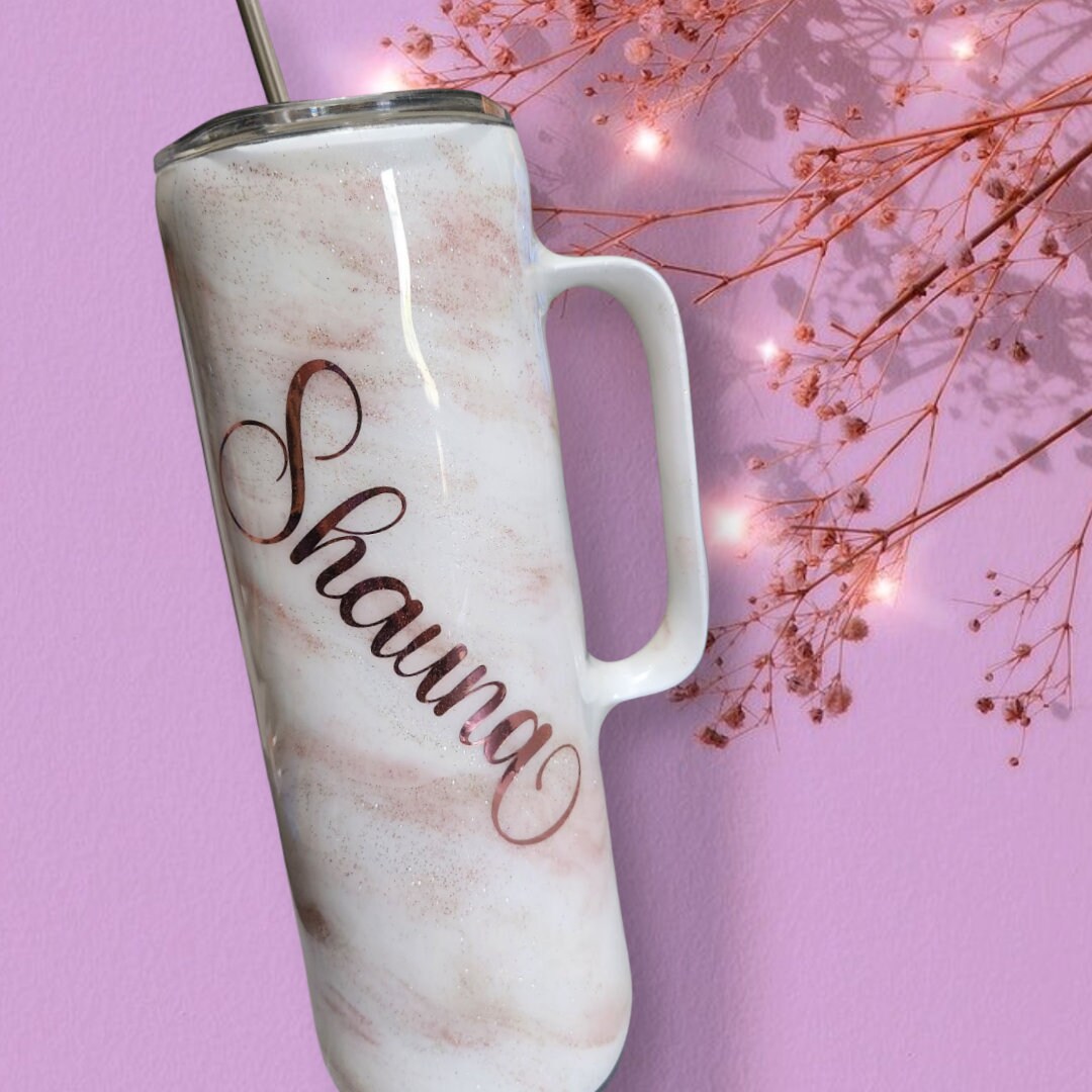 Rose Gold Marble Glitter Tumbler - Etsy