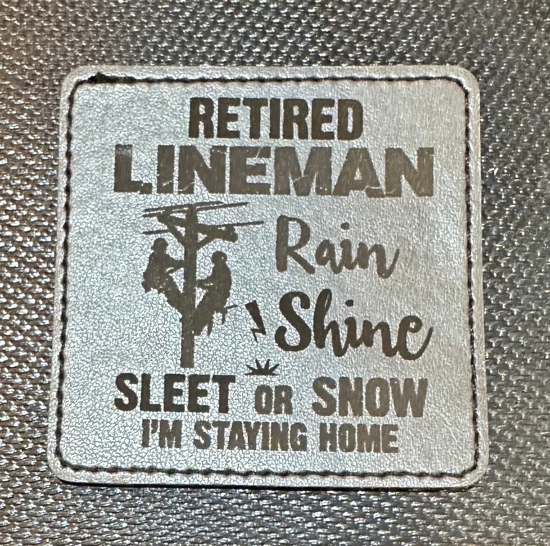 2.5” Square Retired Lineman Iron on Leatherette Patches. - Etsy