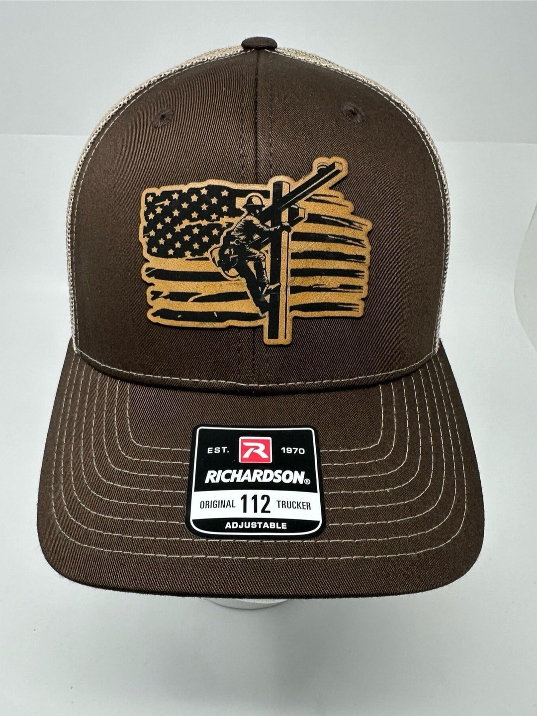 Lineman Flag Patch Trucker Hat, Richardson 112 6 Panel, Lonestar ...