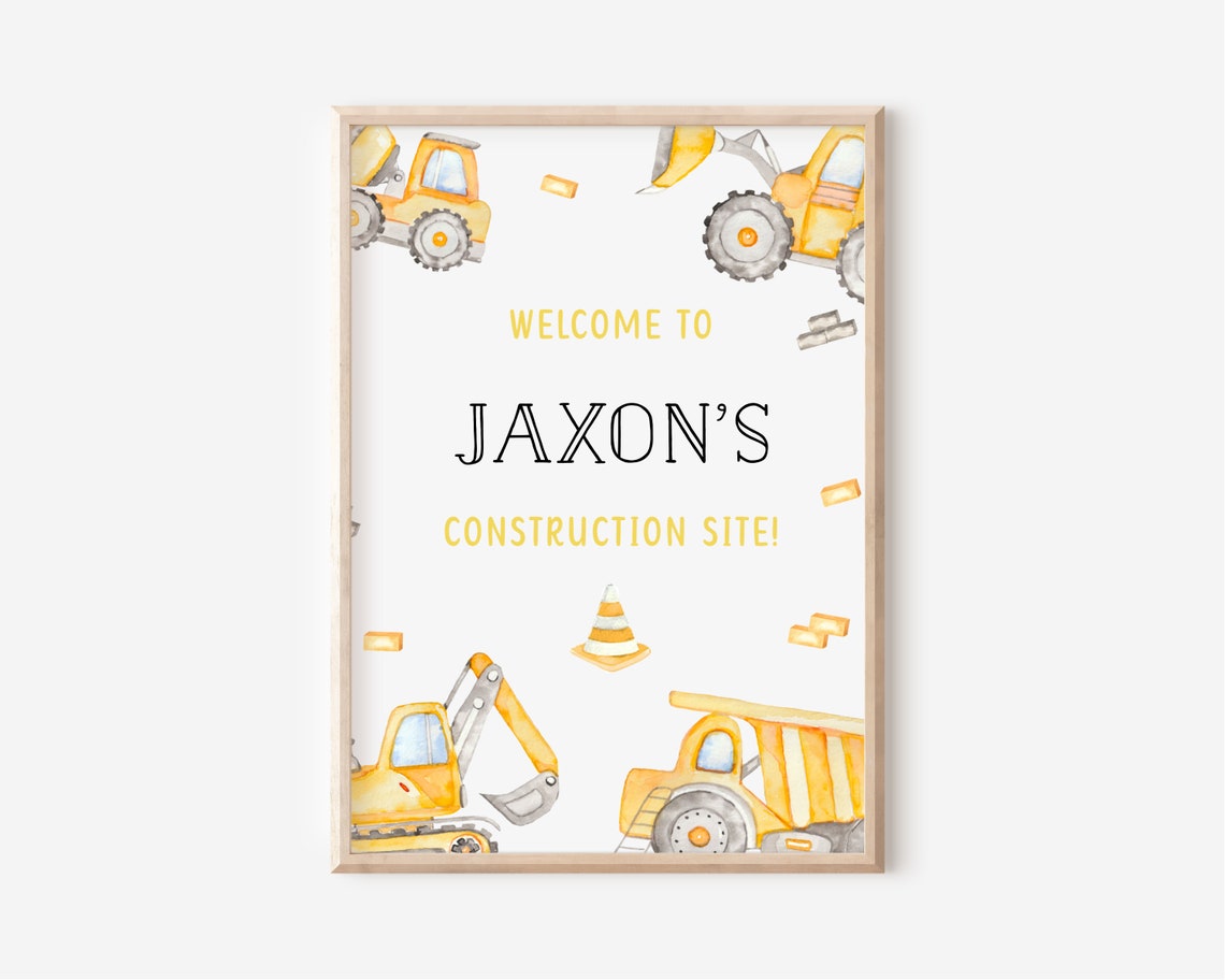 Editable Construction Birthday Party Welcome Sign, Dump Truck Sign ...