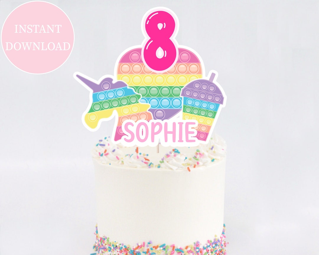 Printable Pop It Fidget Cake Topper, Custom Birthday Cake Topper, DIY ...