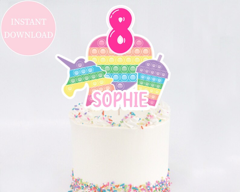 Printable Pop It Fidget Cake Topper, Custom Birthday Cake Topper, DIY ...