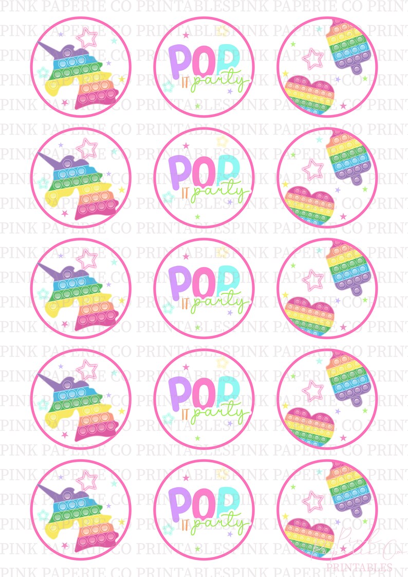 Printable Pop It Birthday Party Cupcake Toppers, Pop It Fidget Toy ...