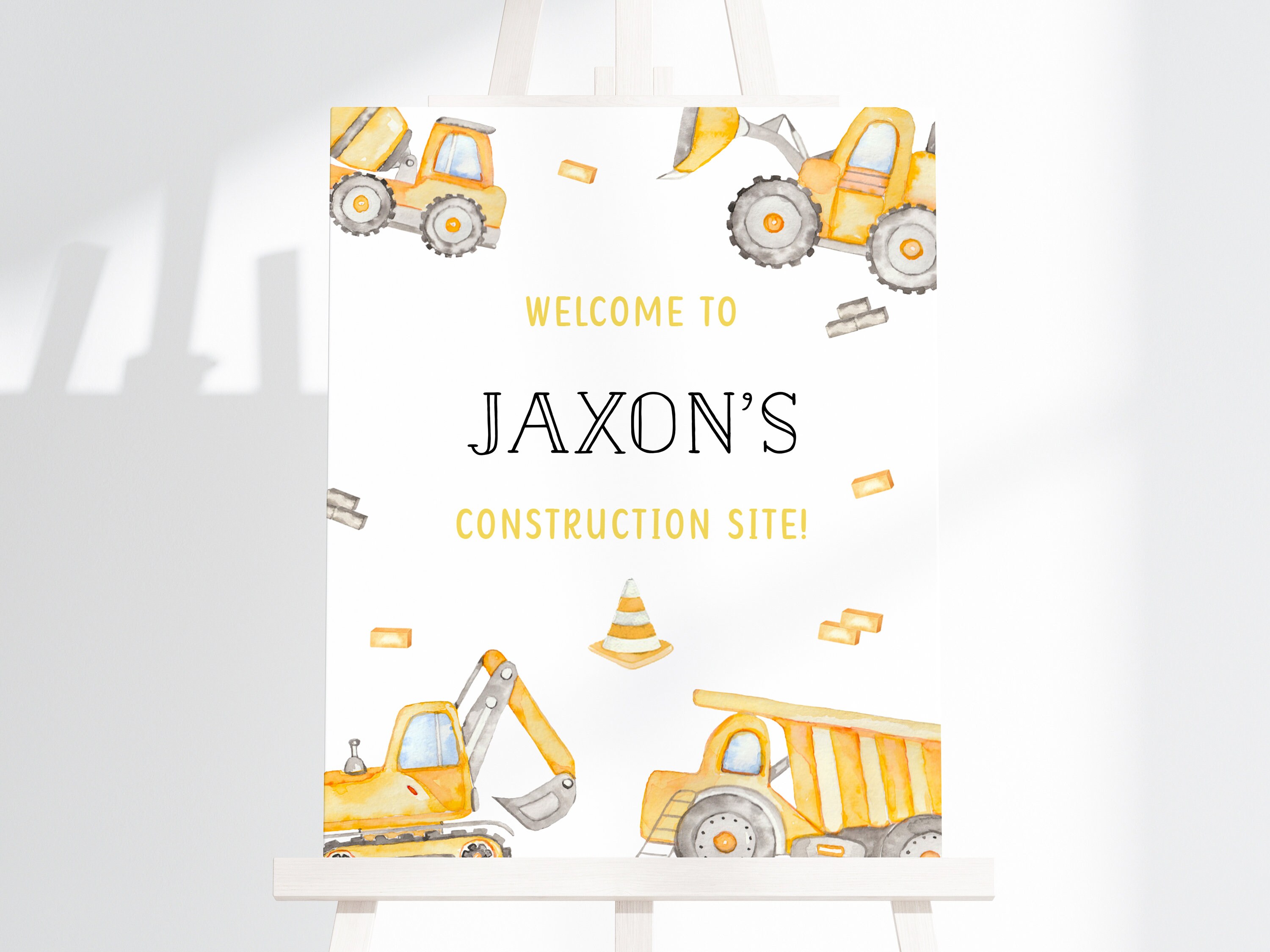 Editable Construction Birthday Party Welcome Sign, Dump Truck Sign ...