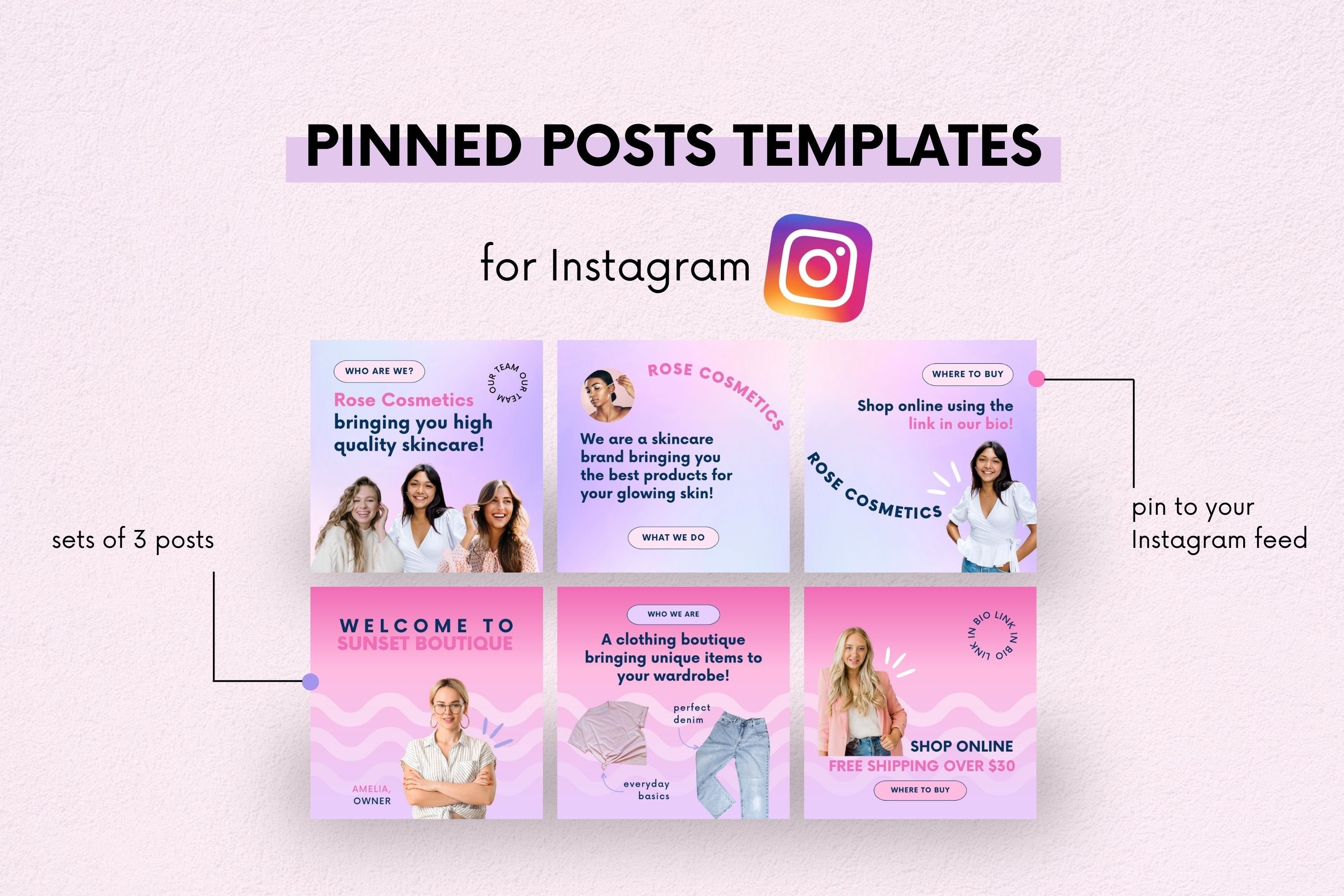 Instagram Pinned Post Set | Social Media Templates | Instagram Post ...