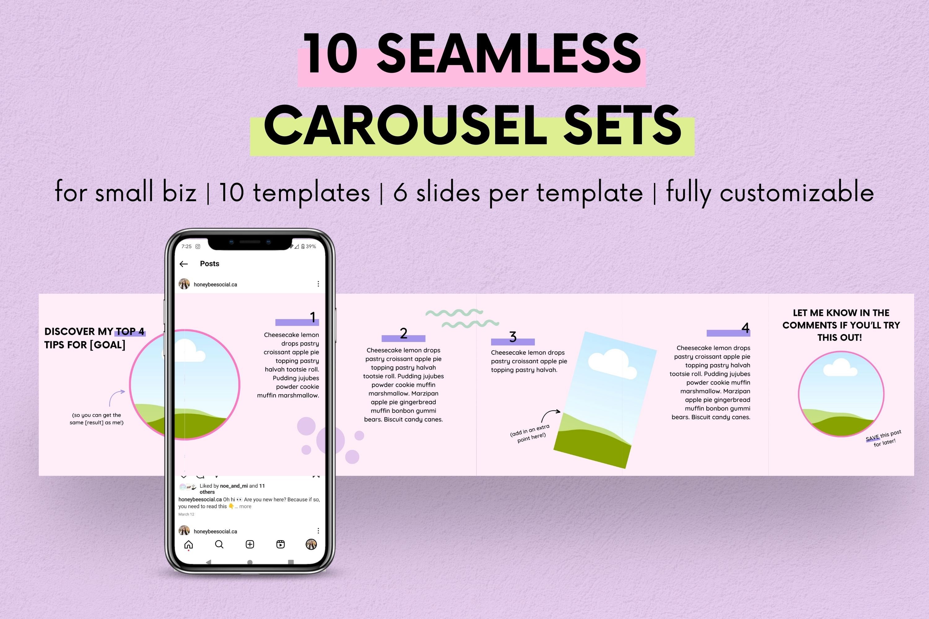 10 Seamless Carousel Sets for Instagram | Canva Templates | Instagram ...