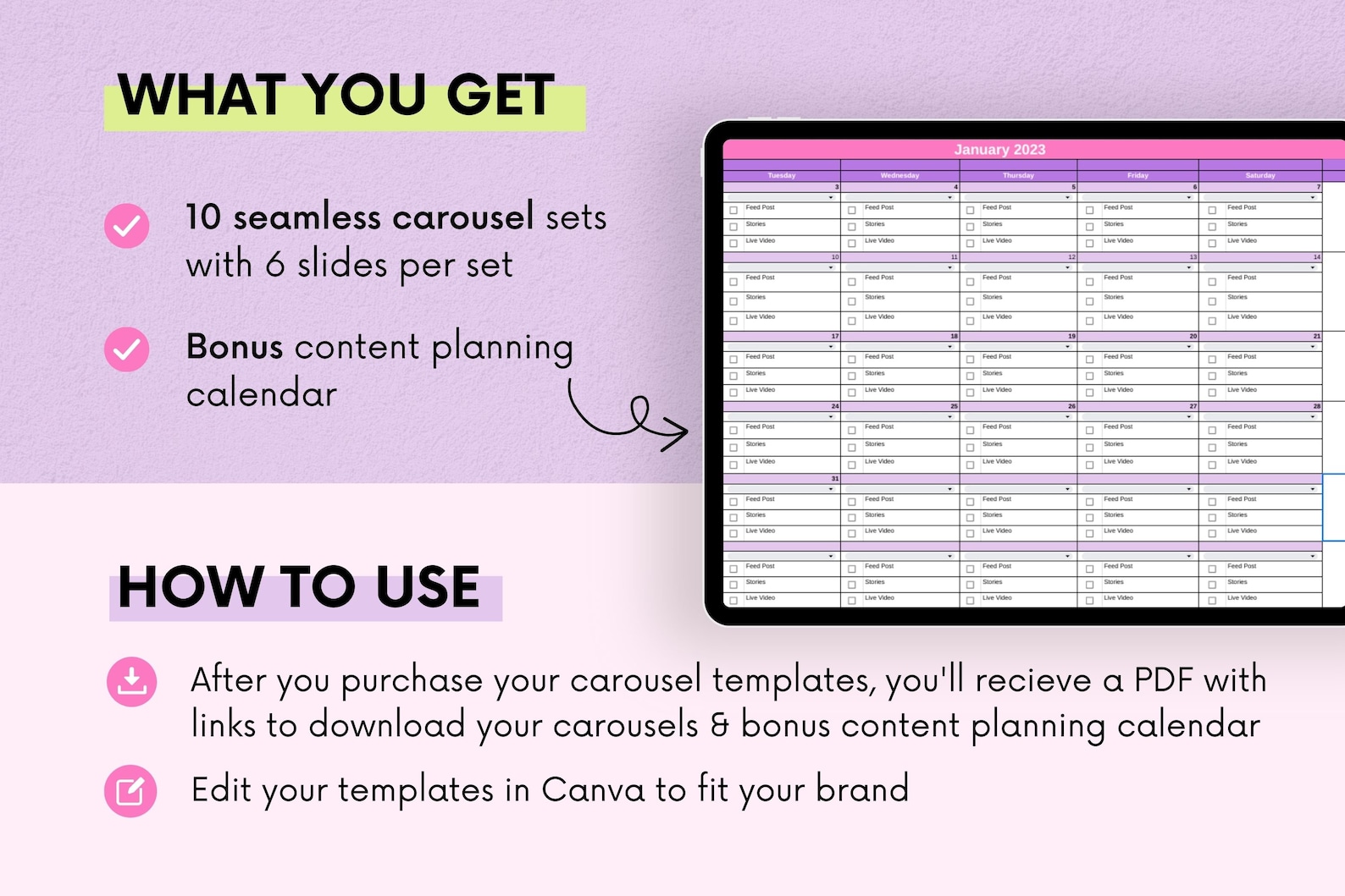 10 Seamless Carousel Sets for Instagram | Canva Templates | Instagram ...
