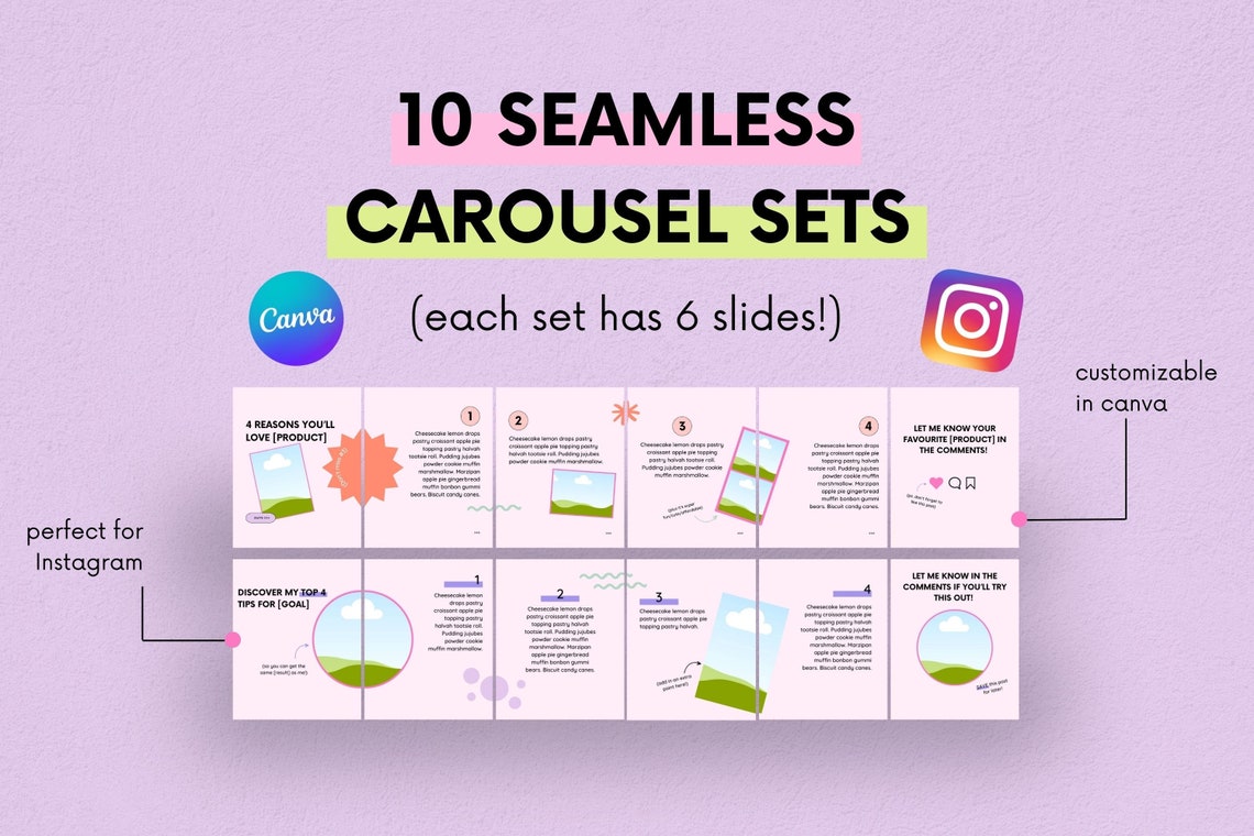 10 Seamless Carousel Sets for Instagram | Canva Templates | Instagram ...
