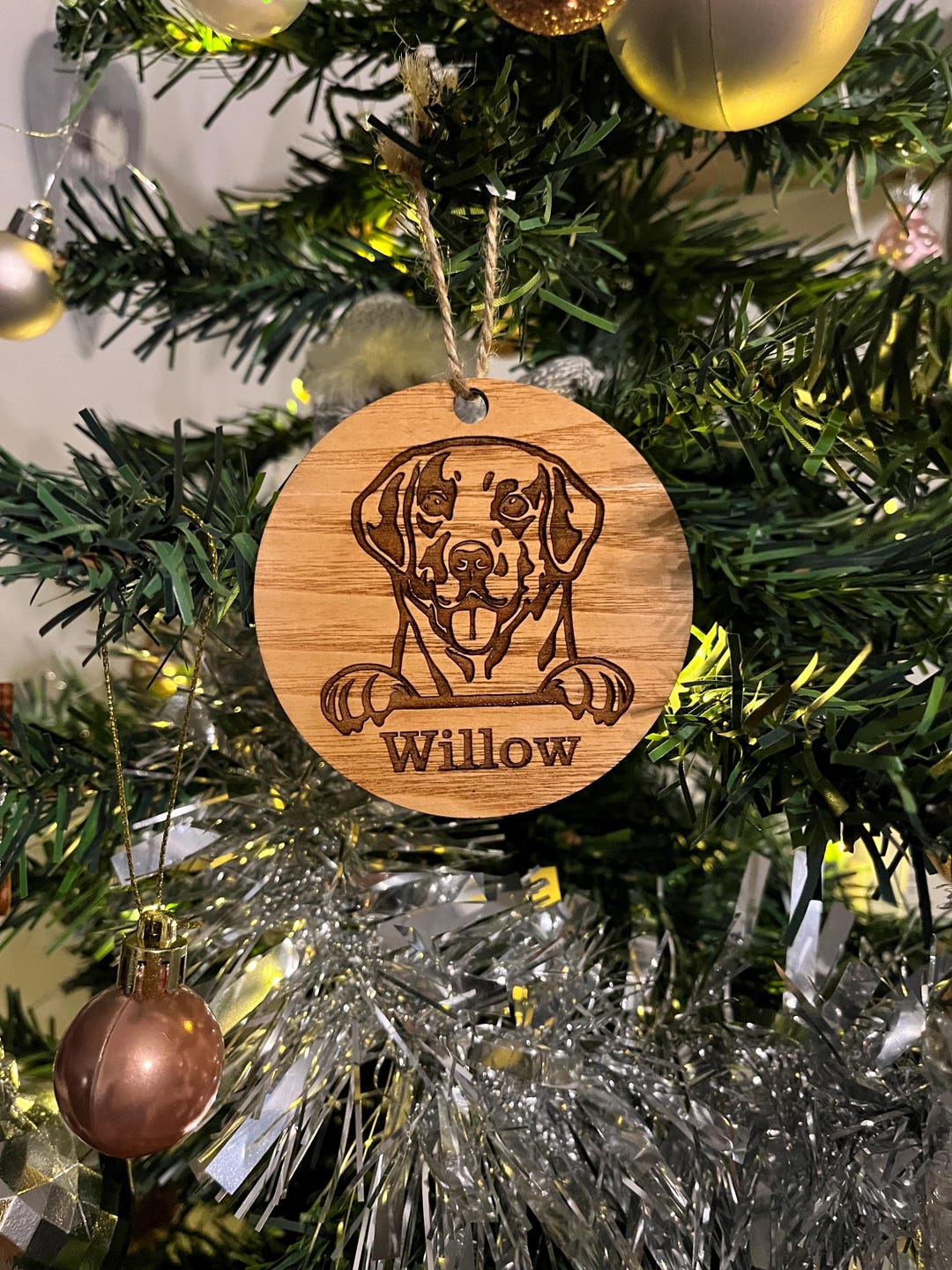 Personalised Christmas Bauble Etched With Dogs Name and Breed Gifts for ...