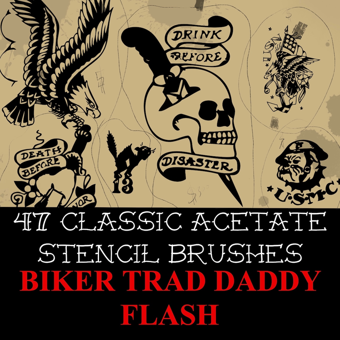Traditional Classic Tattoo Flash Stamps for Procreate, 70s 80s 90s ...