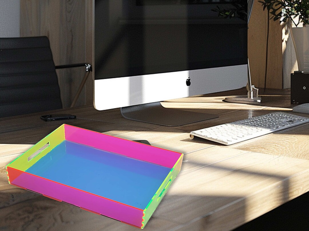 Tray Desk Organizer neon Pink/green/blue, Eco-friendly Office Accessory ...