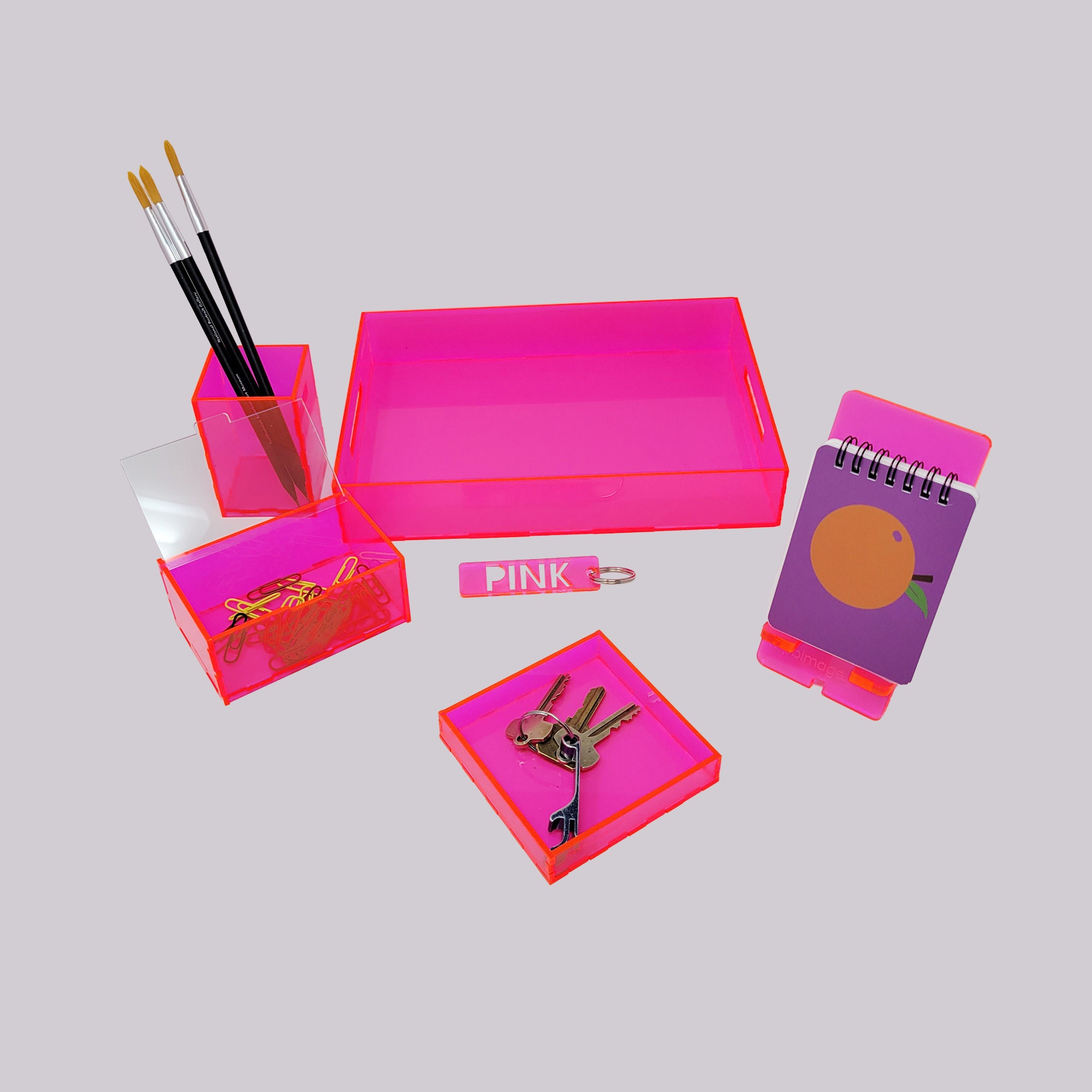 Acrylic Desk Setup: Locally Crafted Trays, Pencil Holder & Paperclip ...