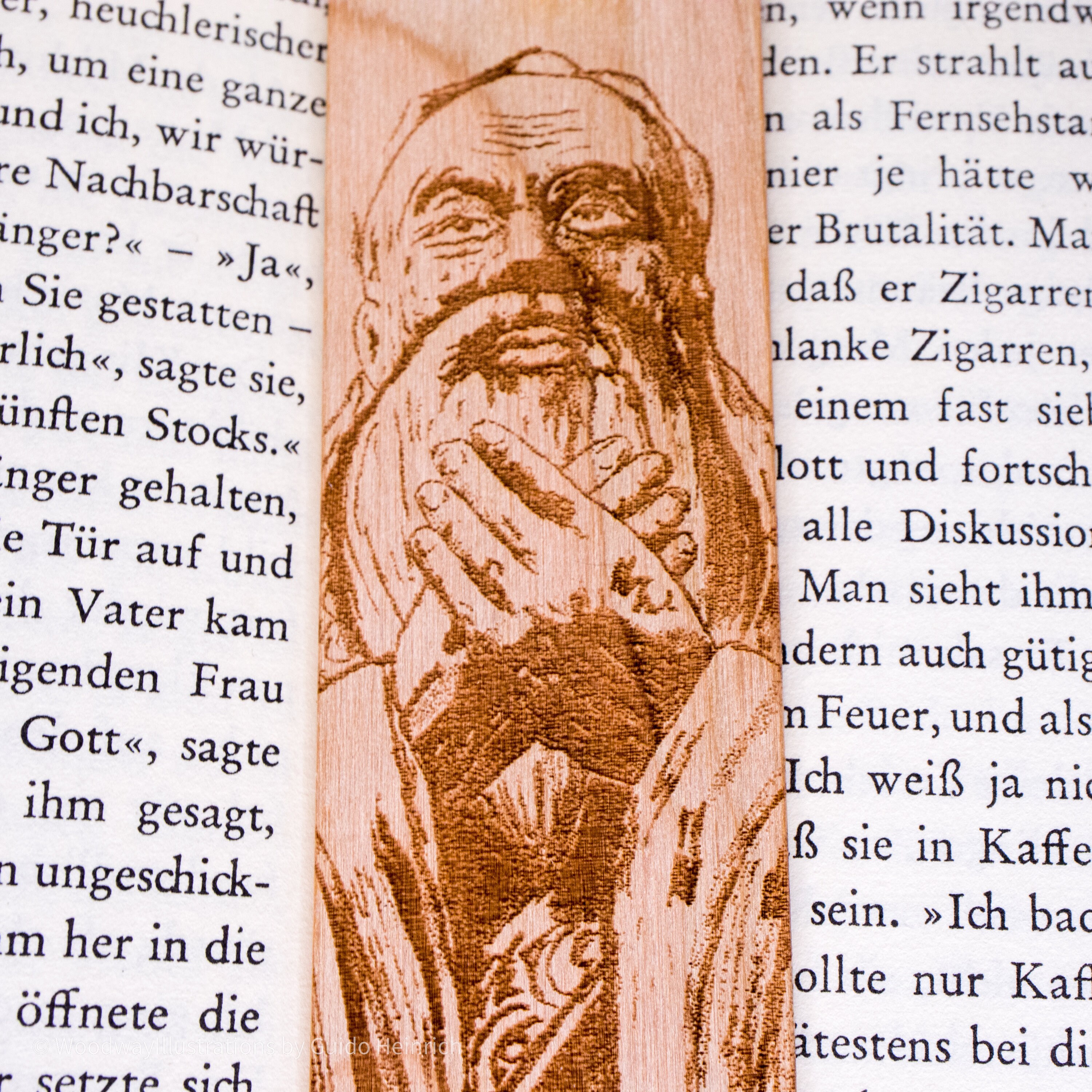 Cherry Wood Bookmark "buddhist Monk" - Etsy