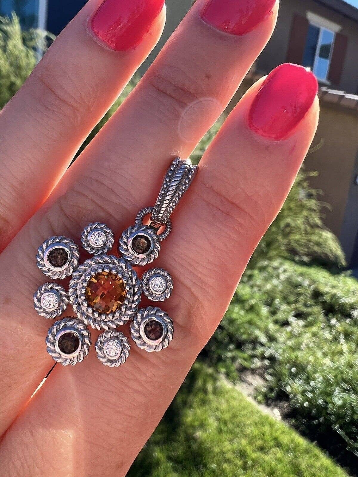 Judith Ripka Silver Pendant Mandarin Garnet - Etsy