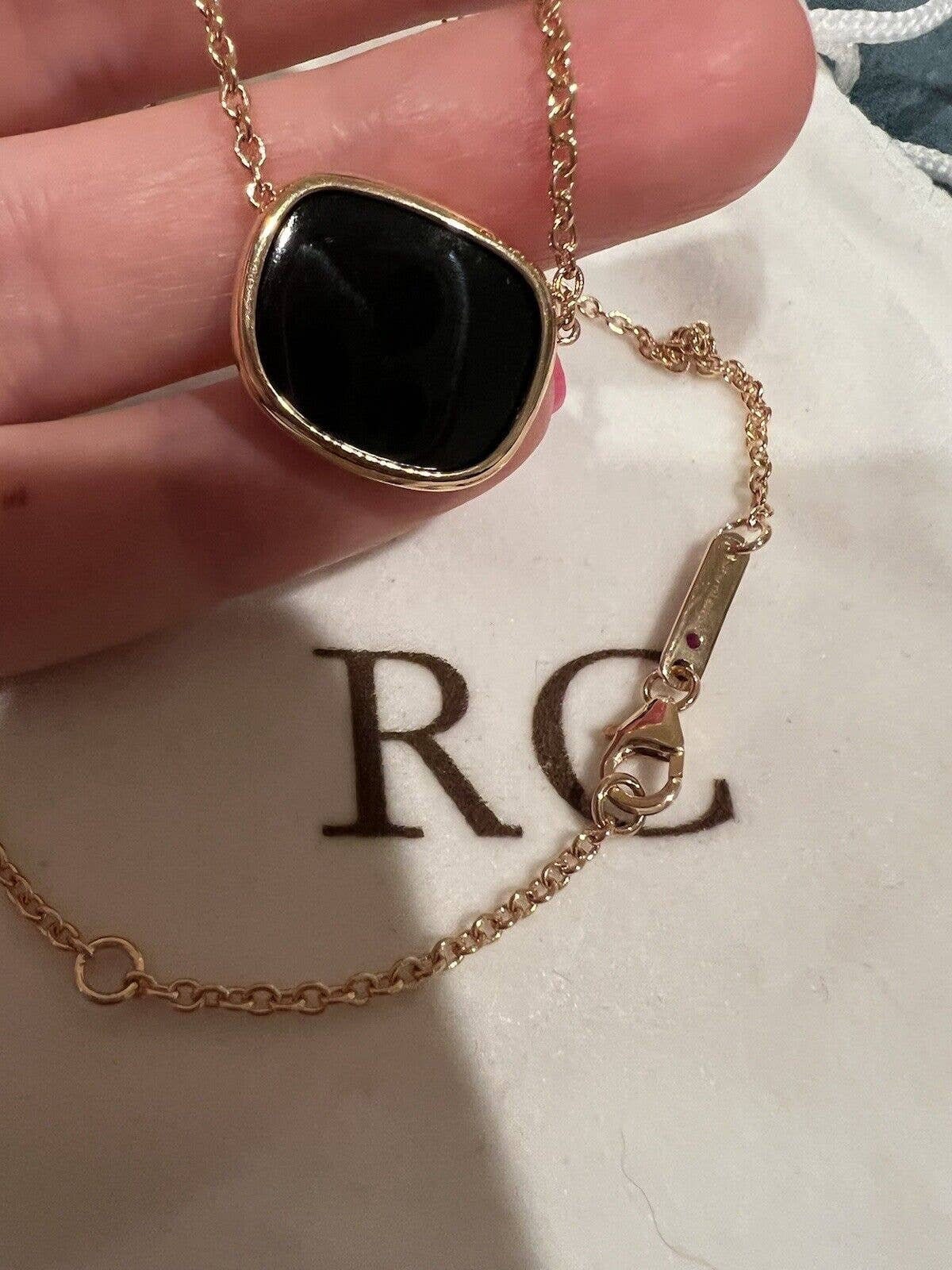 ROBERTO COIN AMPHIBOLE 18K Rose Gold and Black Jade Necklace - Etsy