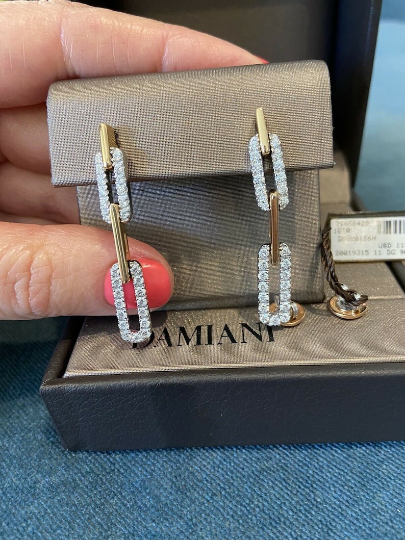 Damiani 18k White and Rose Gold Diamond Earrings. - Etsy