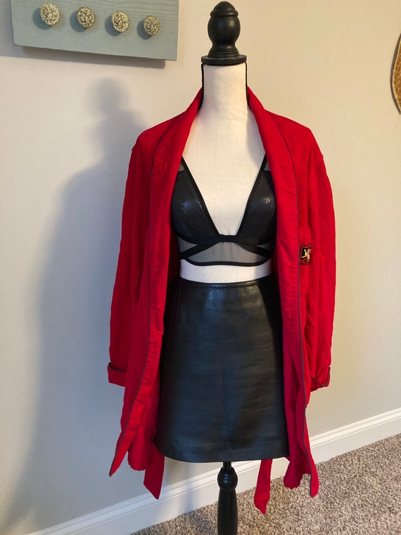 70s Vintage L Lovers Red Corduroy Smoking Robe Or B Gem