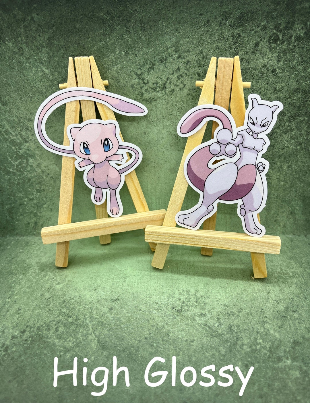 Mew & Mewtwo Sticker Holo Stickers Holographic Stickers - Etsy