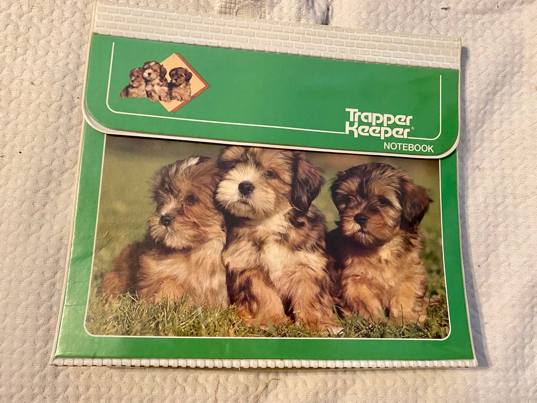 Retro 80s Mead Trapper Keeper Puppies Dogs Green Background - Etsy