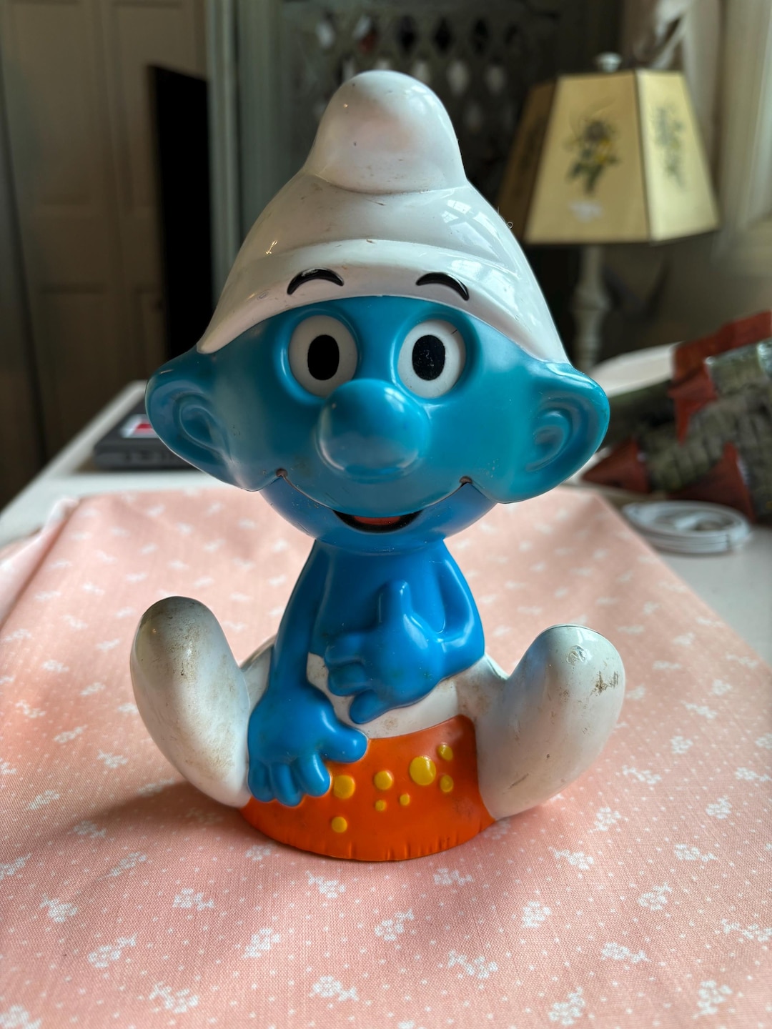 Retro Smurf Pull & Talk Toy 1982 Peyo Smurf Toy Wallace Berrie Hong ...