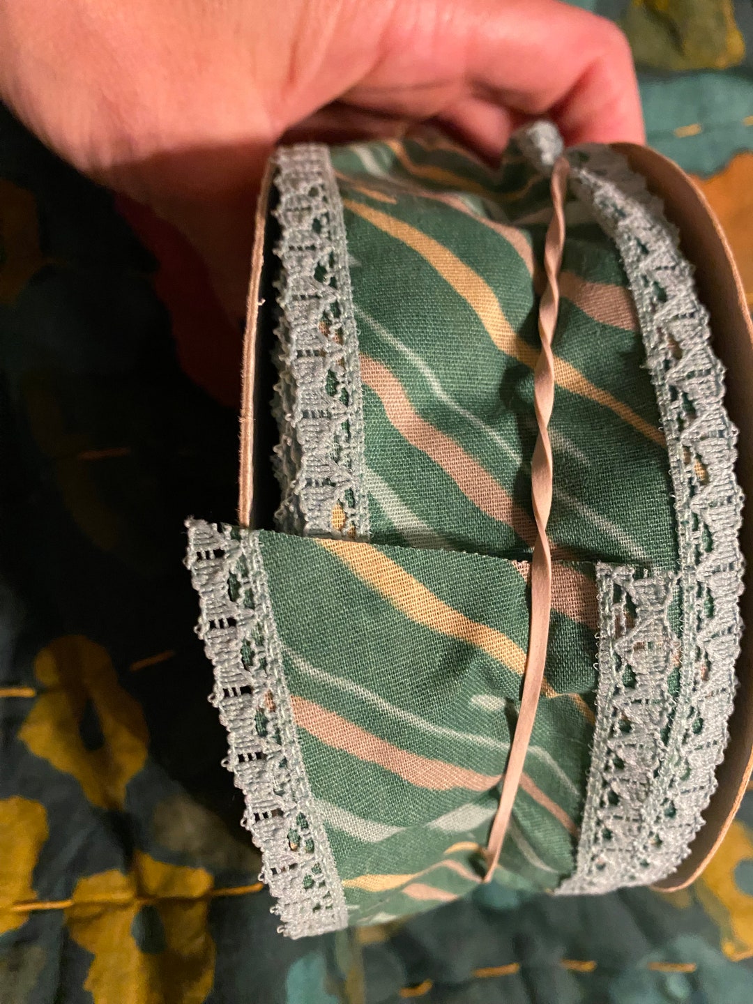 Funky Pattern MCM MOD Ribbon Sage Yellow White Lace WFR Ribbons Corp ...