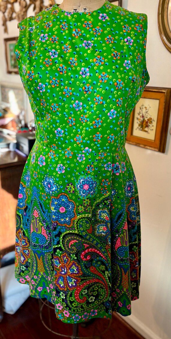 Vintage Liberty Circle psychedelic flower power green… - Gem