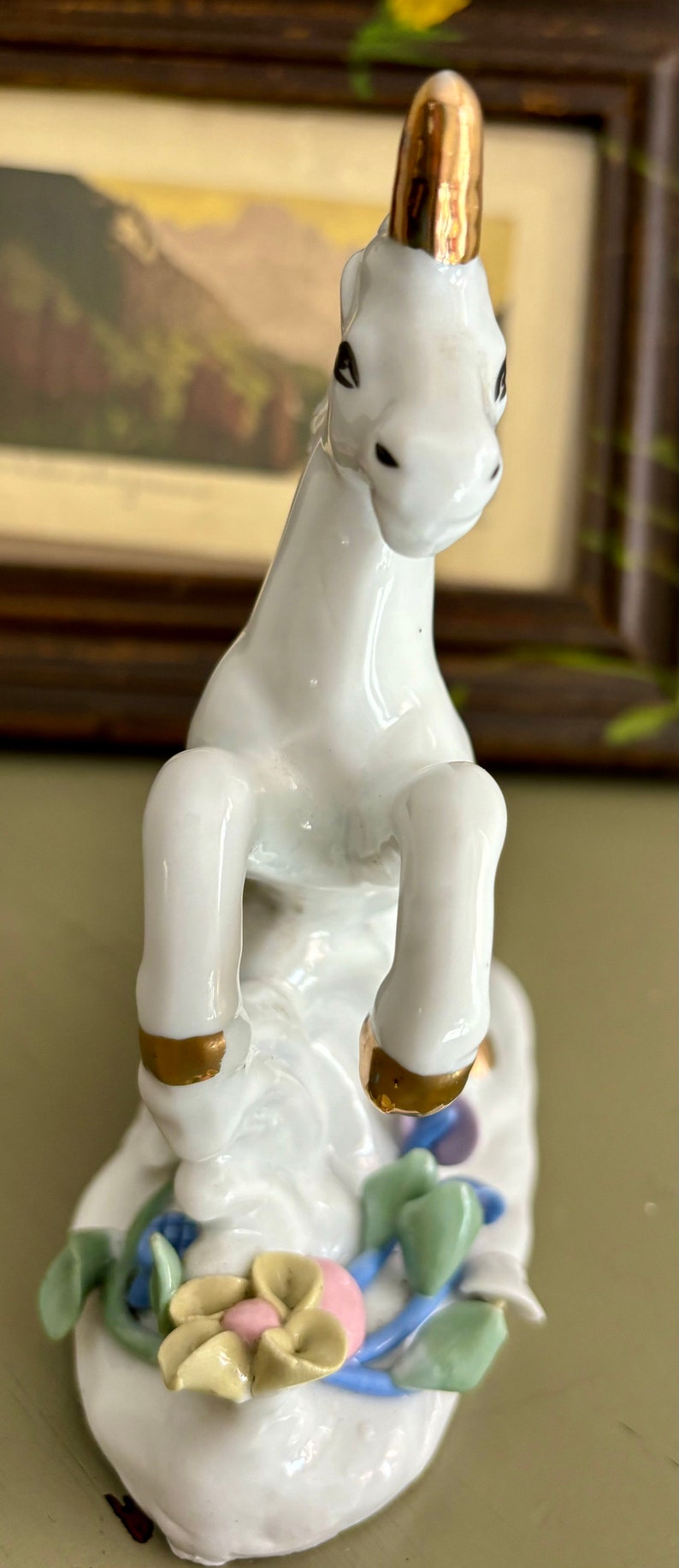 Vintage Retro 80s Porcelain Unicorn With Pastel Flowers and - Etsy