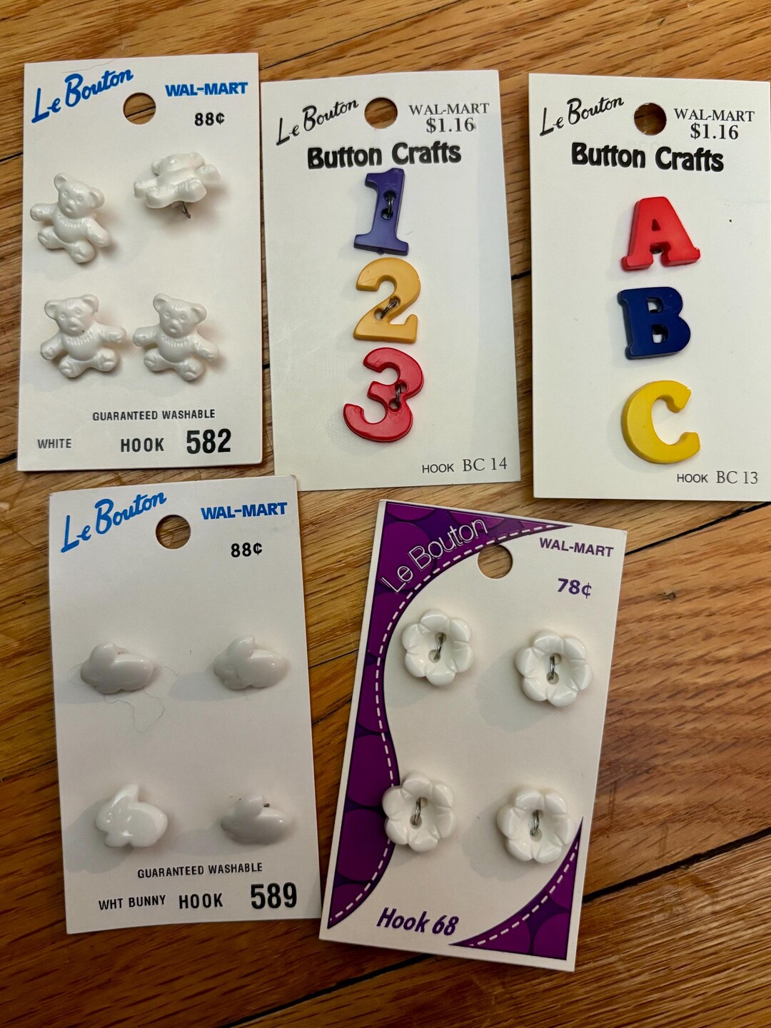 Y2K Le Bouton Kids Buttons: Letters, Numbers, Bunnies, Flowers, Teddy ...