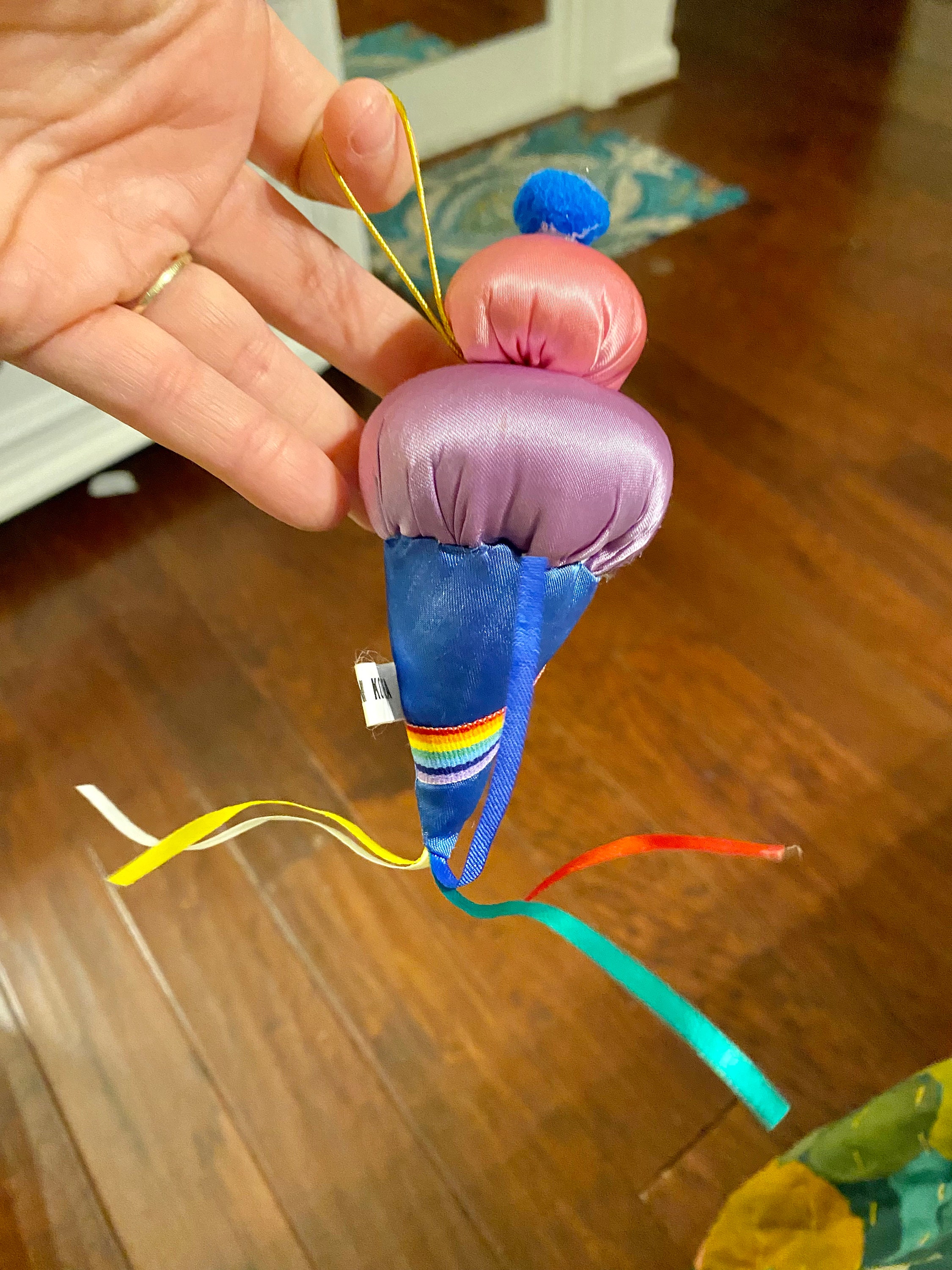 Vintage Retro Satin Ice Cream Cone Plush Wall Hanging With Rainbow ...