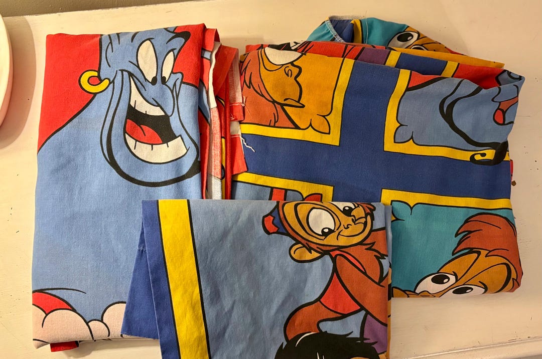 90s Disney’s Aladdin Twin Sheet Set Genie Abu Poof! Sheet Set - Etsy