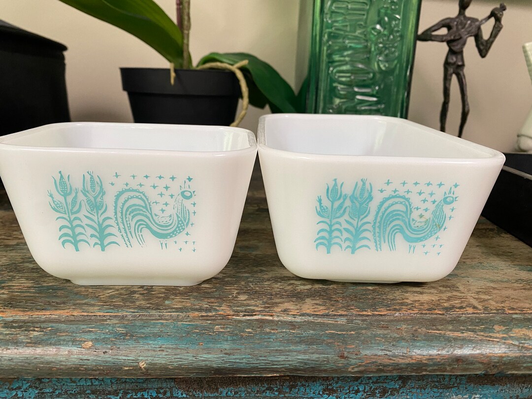 Vintage Made in USA Pyrex Butterprint Fridgie 2 Piece Set Blue - Etsy