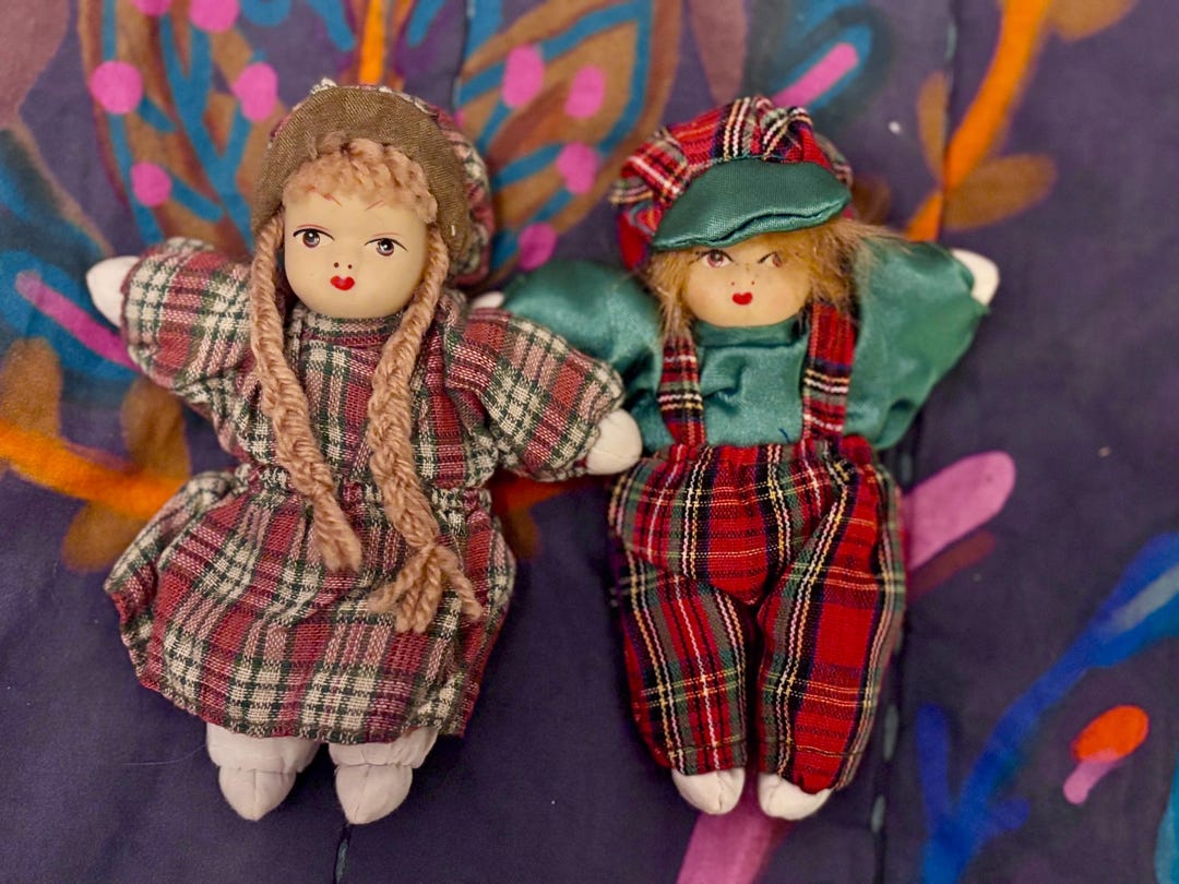 Vtg Sand Doll Set Boy & Girl Folk Art Sand Dolls Plaid - Etsy